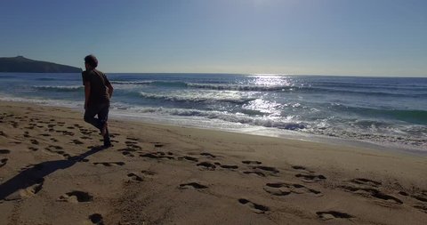 Sad Desperate Man Running On Beach Stock Footage Video (100% Royalty ...
