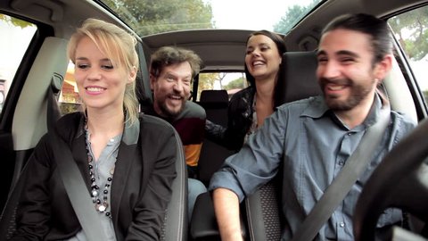 Four Cool Friends Car Ready Go Stock Footage Video (100% Royalty-free ...