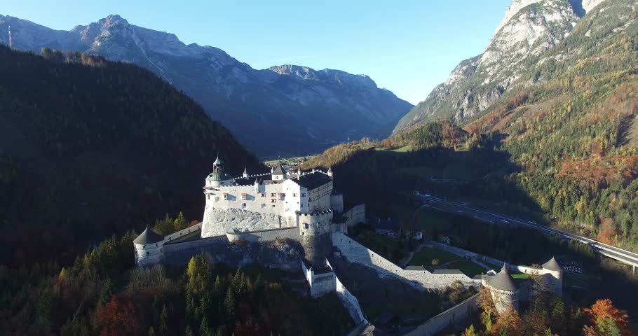 Aerial View of Alpine Castle Stock Footage Video (100% Royalty-free ...