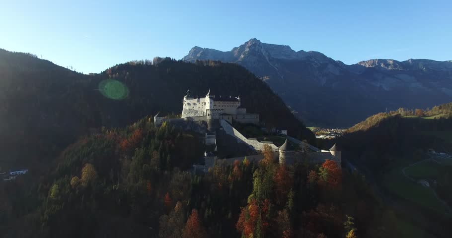Aerial View of Alpine Castle Stock Footage Video (100% Royalty-free ...