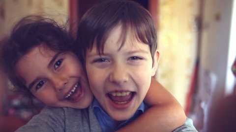 Boy Girl Hugging Shout Brother Self Stock Footage Video (100% Royalty ...