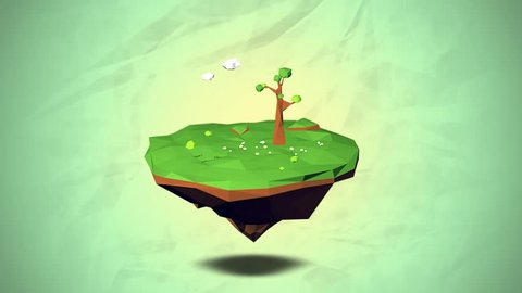 Flying Island Grass Tree Vector Backdrop Stock Vector (Royalty Free ...