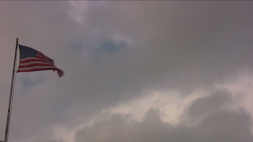 tattered american flag blowing wind storm Stock Footage Video (100% ...