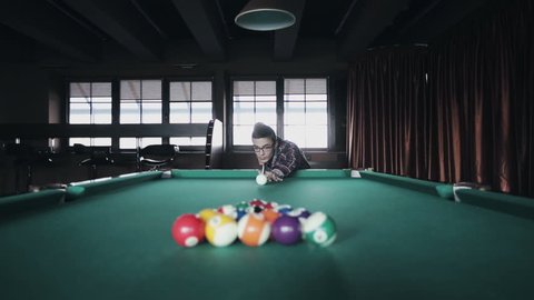 Pool Game Starts First Shot Breaking Stock Footage Video (100% Royalty ...