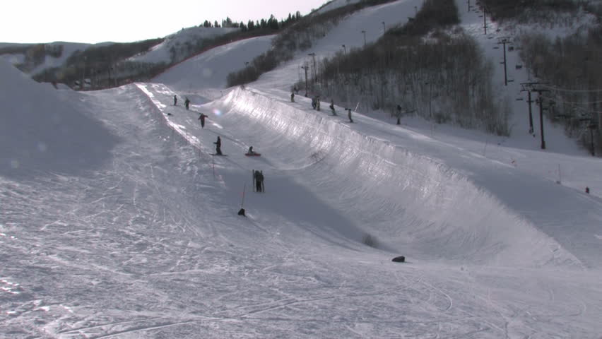 Snow Ski Slopes, Half Pipe Stock Footage Video (100% Royalty-free ...