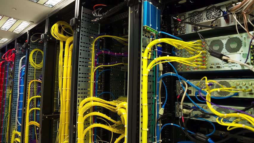 Back Side Modern Working Data Center Stock Footage Video (100% Royalty ...