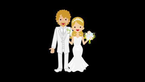 Cute Just Married Couple 2d Animation Stock Footage Video (100% Royalty ...