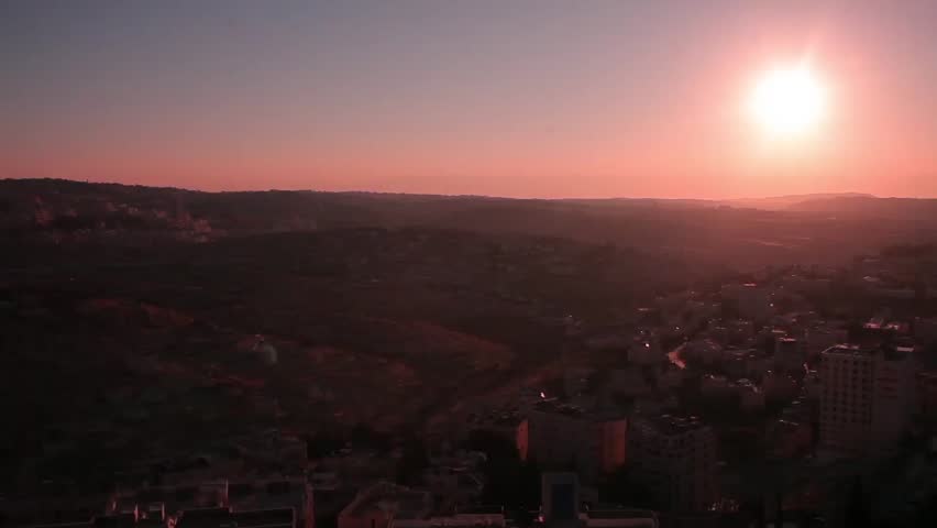 Sunrise Bethlehem Landscape Panorama Bethlehem Palestine Stock Footage ...