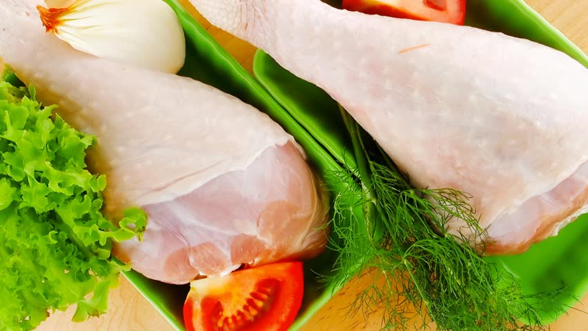 Fresh Raw Chicken Drumstick in Stock Footage Video (100% Royalty-free ...