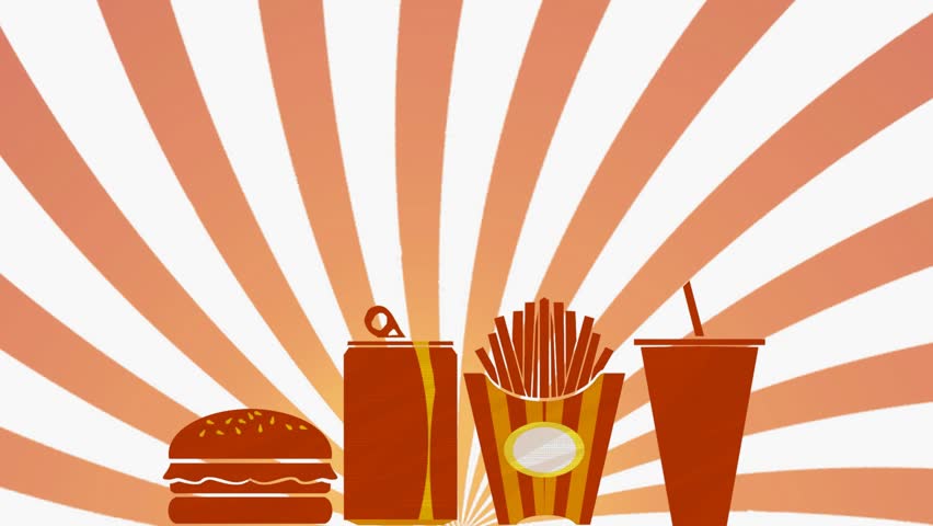Fast Food Animation with Sunburst Stock Footage Video (100% Royalty ...