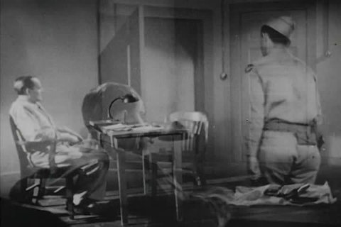 Circa 1940s Air Interrogation Officer Greets Stock Footage Video (100% ...