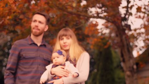 Portrait Young Family Standing Under Tree Stock Footage Video (100% ...