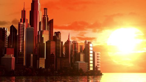 City Sunrise 3d Animation Stock Footage Video (100% Royalty-free ...