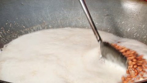Nuts Being Mixed Boiling Cooking Oil Stock Footage Video (100% Royalty ...
