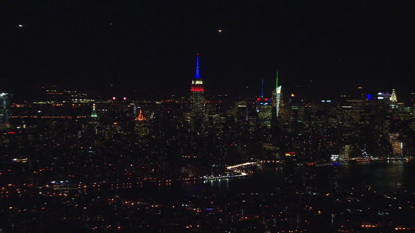 aerial night time establishing shot over Stock Footage Video (100% ...