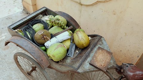 Coconut Street Vendor Hacking Top Off Stock Footage Video (100% Royalty ...