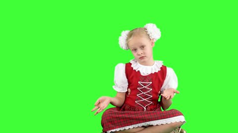 Emotions Girl Red Dress Green Screen Stock Footage Video (100% Royalty ...
