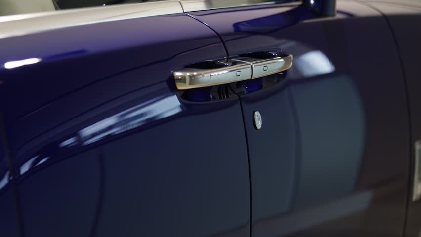 pan back blue car driver's door Stock Footage Video (100% Royalty-free ...