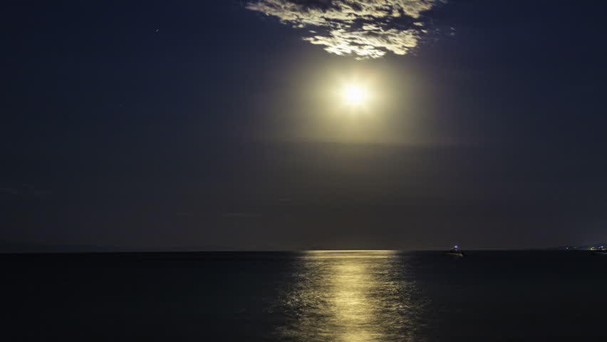 Moon over the ocean nightscape image - Free stock photo - Public Domain ...