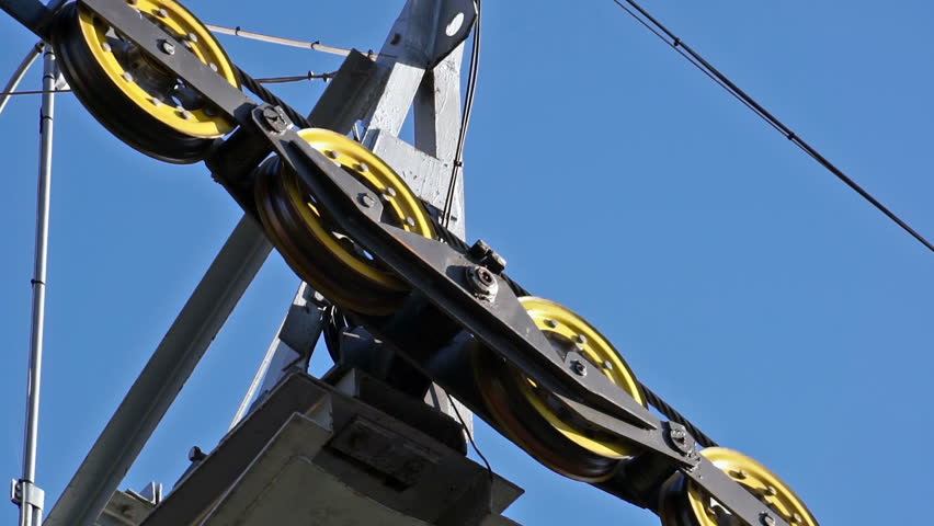 mechanism cable car moving wheels Stock Footage Video (100% Royalty ...