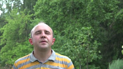 Worried Man Refresh Under Heavy Rain Stock Footage Video (100% Royalty ...