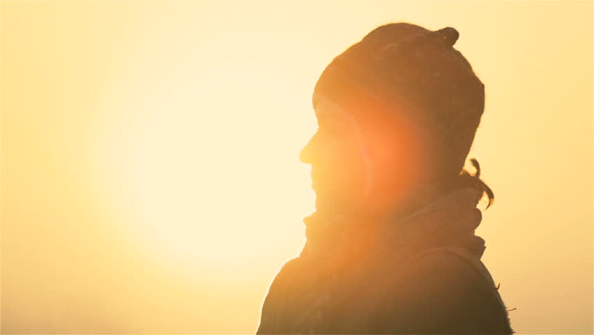 young woman sunrise girl meets new Stock Footage Video (100% Royalty ...