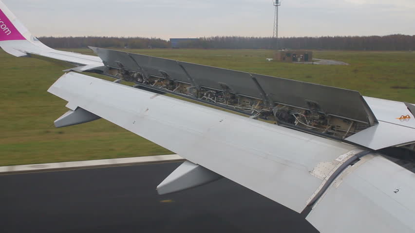 view plane window ground wings landing Stock Footage Video (100% ...