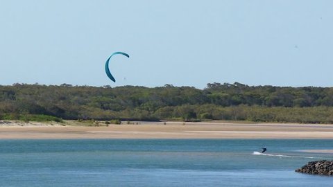 Kitesurfer Swimming Close Sea Coast Beautiful Stock Footage Video (100% ...
