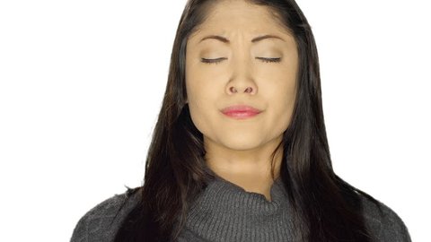 Beautiful Ethnic Woman Taking Deep Breaths Stock Footage Video (100% ...