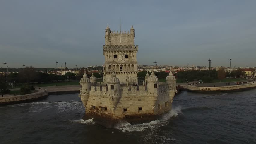 aerial view belem tower - torre Stock Footage Video (100% Royalty-free ...
