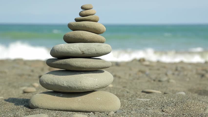 stacked pile rocks on calm ocean Stock Footage Video (100% Royalty-free ...