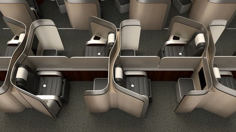 Luxurious Business Class Cabin Interior Metallic Stock Footage Video ...