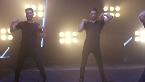 4k Dance Team Four Boys Synchronized Stock Footage Video (100% Royalty ...