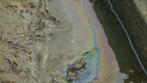 Environmental Pollution Contaminated Gasoline Diesel Fuel Stock Footage ...