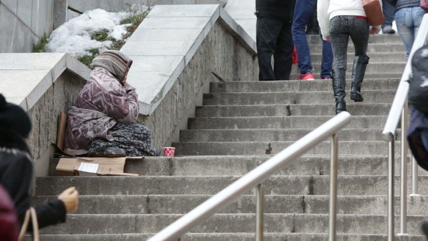 homeless gypsy woman begging money center Stock Footage Video (100% ...
