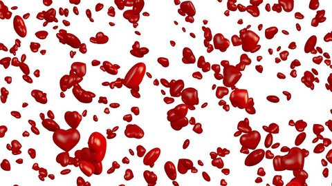 Raining Hearts Slowly Spinning 3d Hearts Stock Footage Video (100% ...