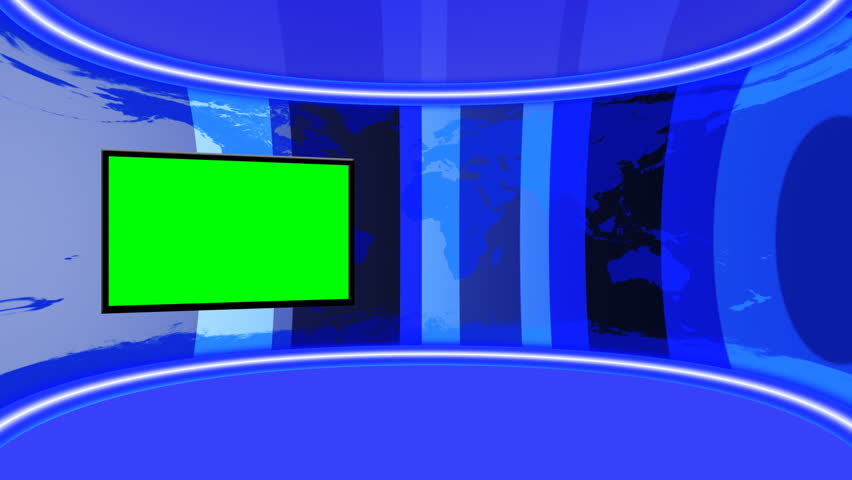 Blue Virtual Studio Looping Animation Greenscreen Stok Videosu (%100 ...