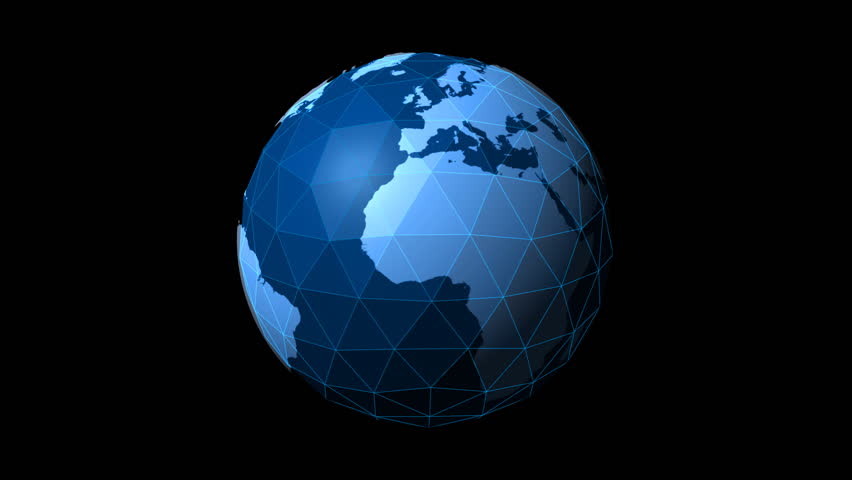 A Triangular-gridded Planet Earth Rotating Stock Footage Video (100% ...