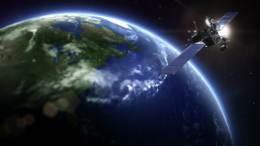 Rotating Realistic Earth with Satellite. Stock Footage Video (100% ...