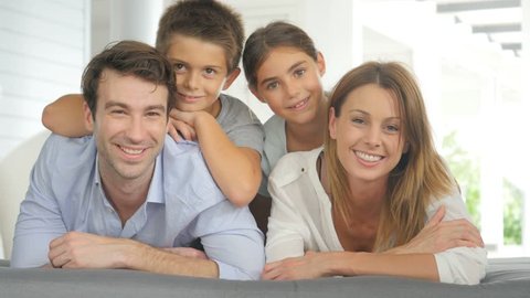Portrait Happy Family Children Standing Together Stock Photo 550171483 ...