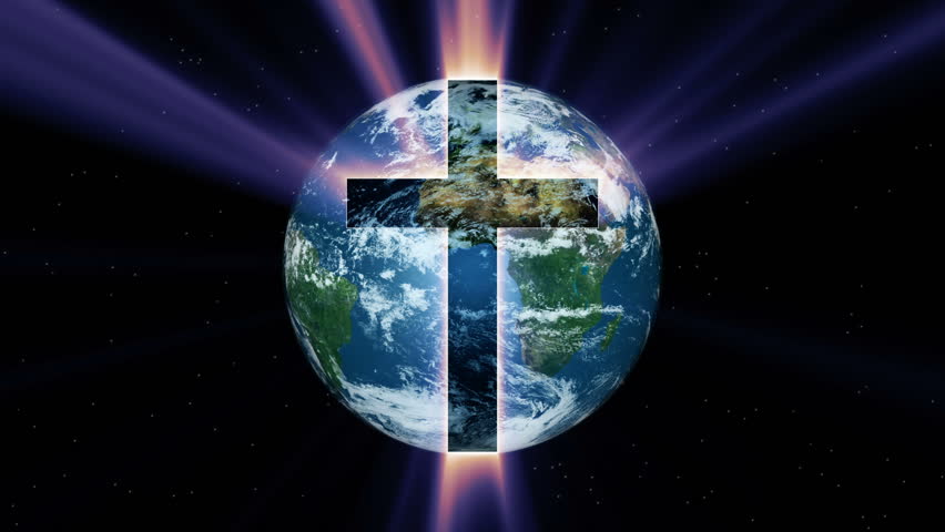 cross glows front rotating planet earth Stock Footage Video (100% ...