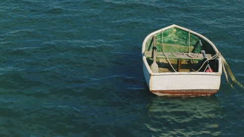 Boat Bobbing Waves Open Sea Windy Stock Footage Video (100% Royalty ...