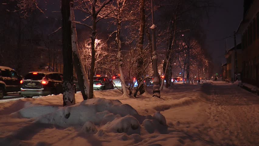 Snow-covered Street in the Picturesque Stock Footage Video (100% ...