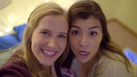 Closeup Best Friends Smiling Making Funny Stock Footage Video (100% ...