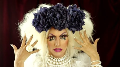 Drag Queen Glamorous Spectacular Look Doing Stock Footage Video (100% ...