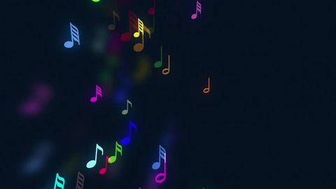 Animated Music Notes Move Vertically Black Stock Footage Video (100% ...