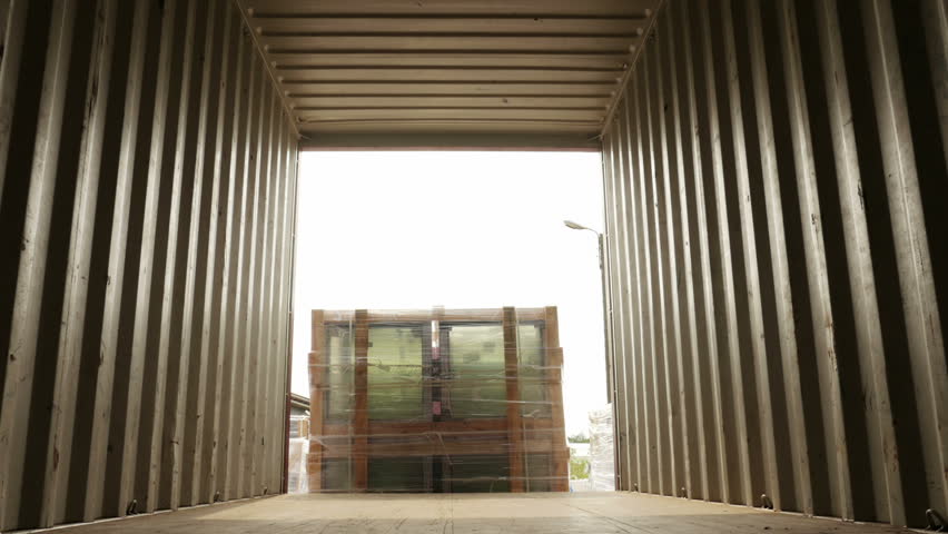 Forklift Lifting Cargo Inside Container View Stock Footage Video (100% ...