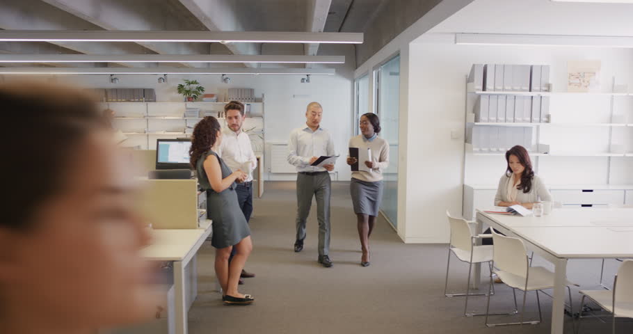 congratulations businessman receiving praise team members Stock Footage ...