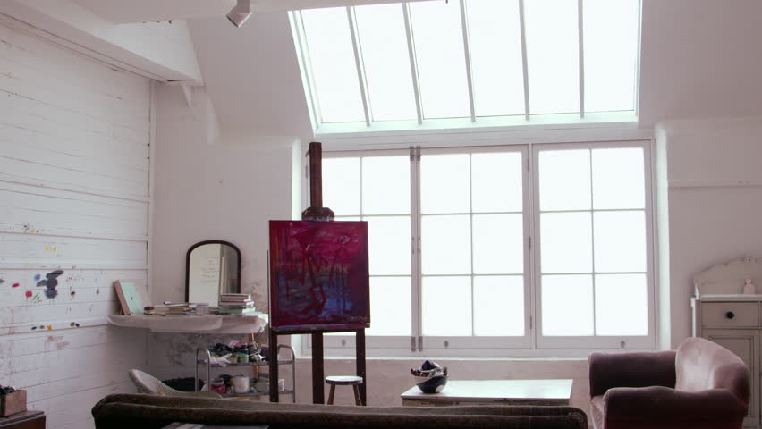 Empty Artists Studio with Bright Stock Footage Video (100% Royalty-free ...