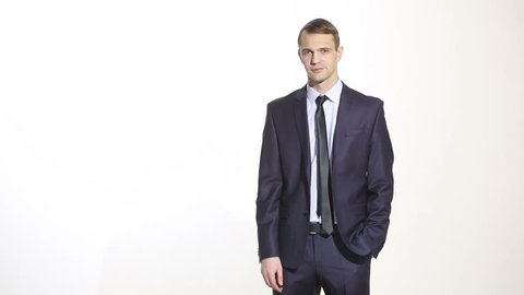 Body Language Man Business Suit Isolated Stock Footage Video (100% ...